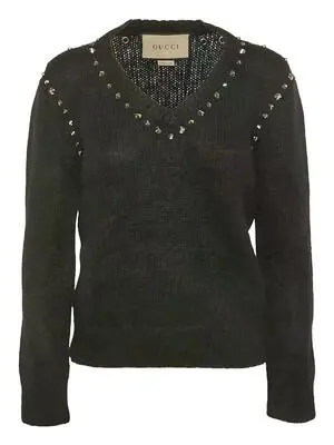 GUCCI Studded V-Neck Sweater