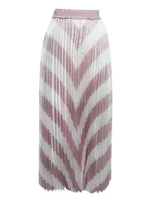 Maje Plisse Stripe Maxi Skirt - White