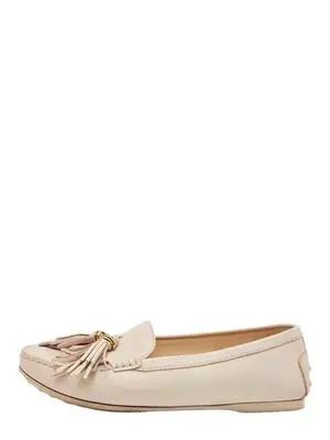 TOD'S Fringed Leather Loafer - Neutrals