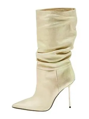 Paris Texas Leather Pointed Boots - Gold