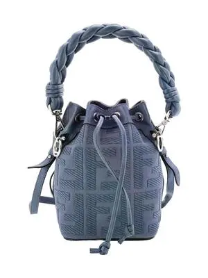 Fendi Mon Tresor Zucca Embroidered Canvas Mini Bucket Bag - Blue