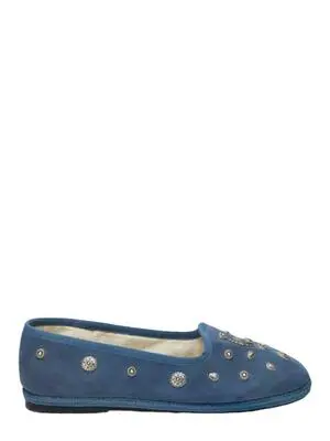 FORTELA Frutate Studs Suede Slippers - Blue
