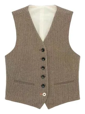 FORTELA Fortela Demi Herringbone Single-Breasted Waistcoat Brown