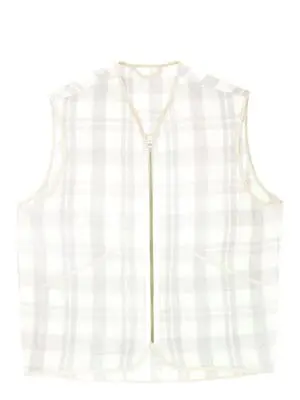 FORTELA Check-pattern Zip-up Gilet - Neutrals