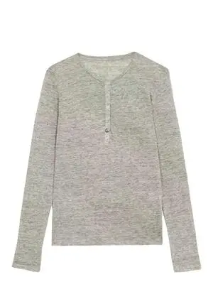FORTELA Button Serafino Long-sleeve T-shirt - Grey