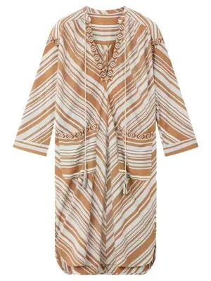 FORTELA Afsar Geometric Stripe Midi Dress - Neutrals