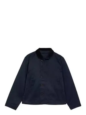 FORTELA Deck Herringbone Jacket With Corduroy Collar - Blue