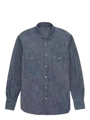 FORTELA Sheep Front-pockets Shirt - Blue