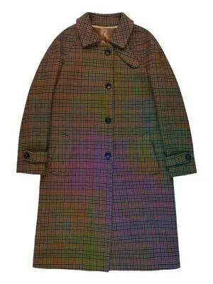 FORTELA Check-pattern Single-breasted Coat - Brown