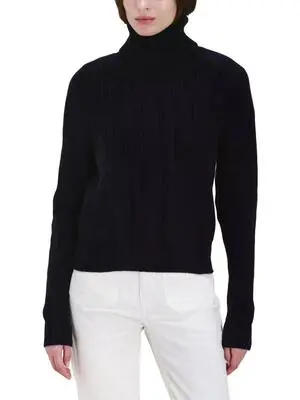 FORTELA Rib-stitch Turtleneck Sweater - Blue