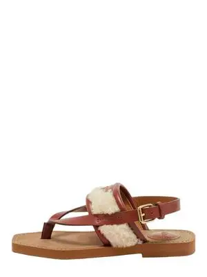 CHLOÉ Fur And Leather Thong Sandals