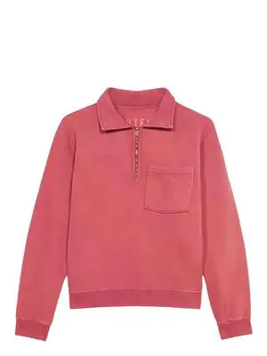 FORTELA Polo-collar Pocket Zip-up Polo Shirt - Red