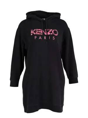 Kenzo Logo-detail Hooded Dress - Black