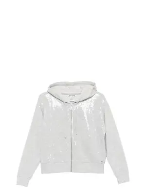 Dkny Sequined Zip-front Hoodie - Grey
