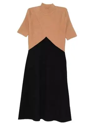 Dkny Colorblock Sliced Midi Dress - Neutrals