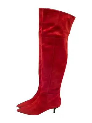 JIMMY CHOO Rise Suede Boots - Red