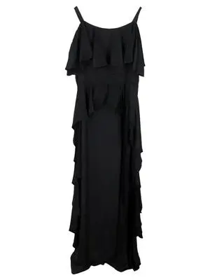 TEMPERLEY LONDON Ruffled Off-shoulder Maxi Dress - Black