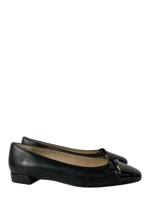 STUART WEITZMAN Bow-detail Leather Flat Pumps - Black