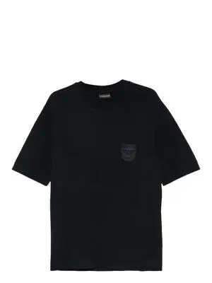 Emporio Armani Crew-neck Logo-appliqué T-shirt - Black