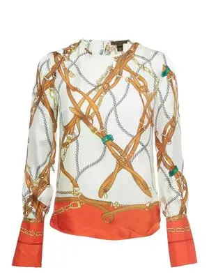 LOUIS VUITTON Printed Silk Blouse - White