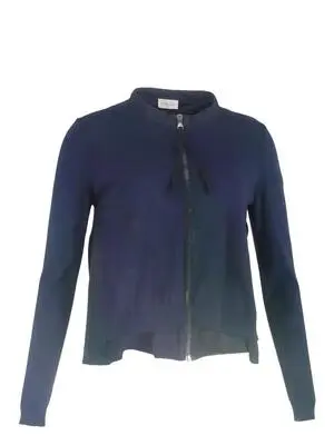Moncler Ruffled Collar Zipped Cardigan - Blue