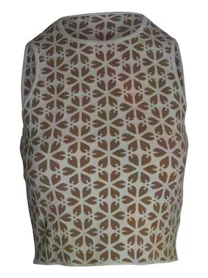 Alexander McQueen Geometric-pattern Cropped Top - Neutrals