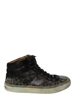JIMMY CHOO Belgravia Leopard-print Lace-up Sneakers - Black