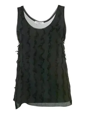 Sandro Frayed Tank Top - Black