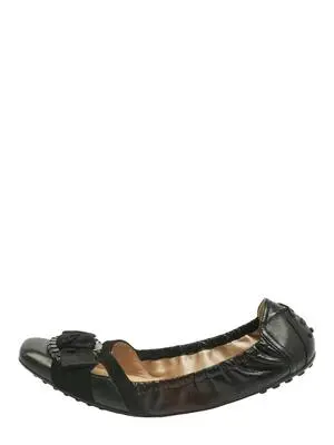 TOD'S Leather Bow Ballet Flats - Black