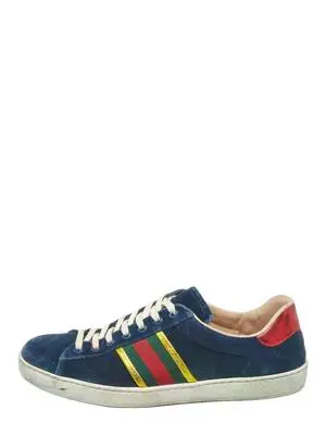 Gucci Velvet Web-detail Sneakers - Blue