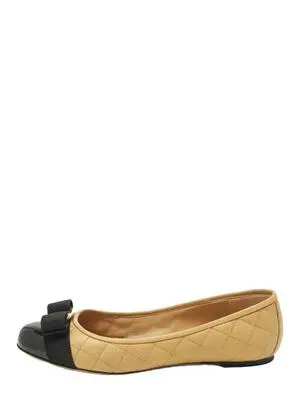 FERRAGAMO Varina Quilted Bow Ballet Flat - Neutrals
