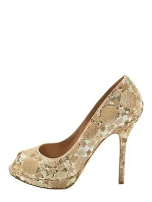 Dior Sequin Peep-toe Stiletto Pumps - Neutrals