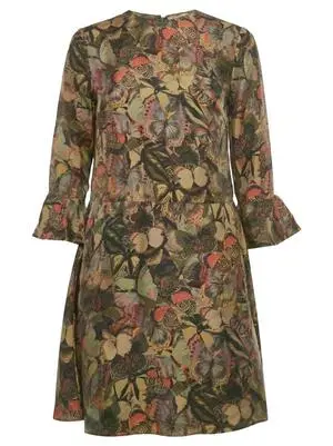 Valentino Garavani Butterfly-print Silk Mini Dress - Green