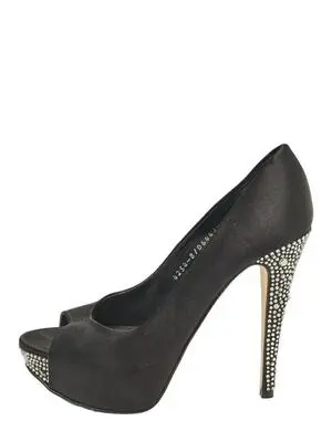 GINA Satin Embellished Platform Pumps - Black