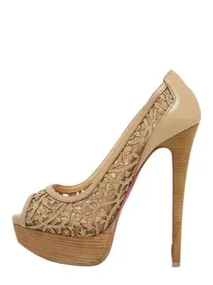 CHRISTIAN LOUBOUTIN Pampas Cut-outs Peep-toe Heeled Pumps - Neutrals