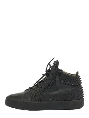 CHRISTIAN LOUBOUTIN Stud-embellished Leather Sneakers - Black