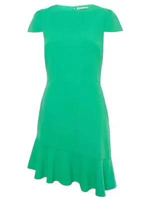 Alice + Olivia Crepe Asymmetric Mini Dress - Green