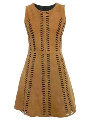 Maje Suede Cut-out Dress - Brown