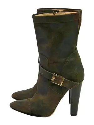 JIMMY CHOO Suede Buckle Boots - Green