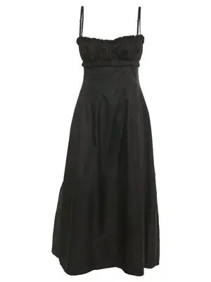 Khaite Shirred Midi Dress - Black