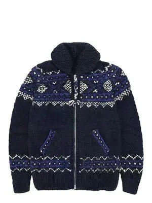FORTELA Chamula Pattern Zip-fastening Cardigan - Blue