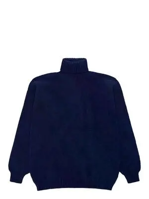 FORTELA Ribbed Virgin Wool Turtleneck Sweater - Blue