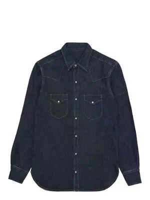 FORTELA Front-pockets Denim Shirt - Blue