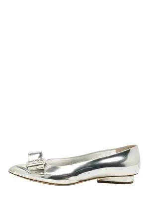 FERRAGAMO Viva Bow Leather Pumps - Silver