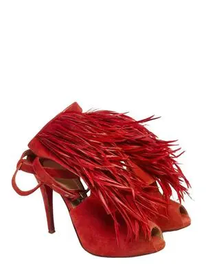 AQUAZZURA Open-toe Suede Stiletto Pumps - Red