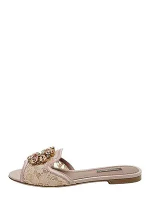 Dolce & Gabbana Crystal-embellished Lace Sandals - Pink