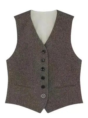 FORTELA Demi Single-breasted Vest - Brown