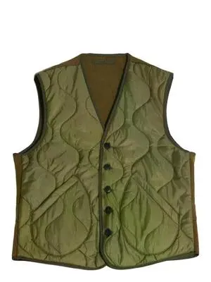FORTELA Quilted Button Vest - Green