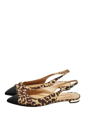 AQUAZZURA Animal-print Slingback Flat Pumps - Brown