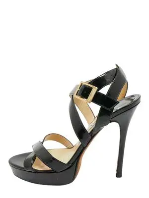 JIMMY CHOO Louise Criss-cross-strap Patent-leather Sandals - Black